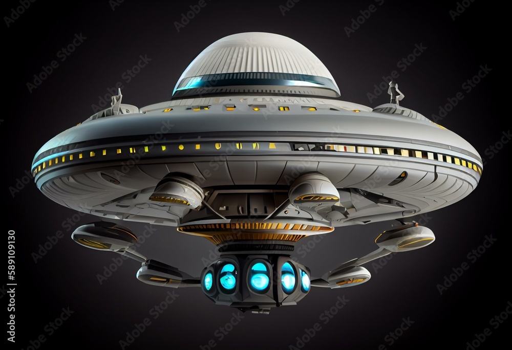 UFO, extraterrestrial spaceship, isolated on transparent background ...