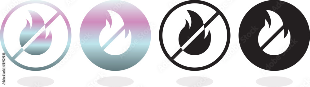 No Fire Vector Sign icon symbol, No flame sign icon, suitable for ...