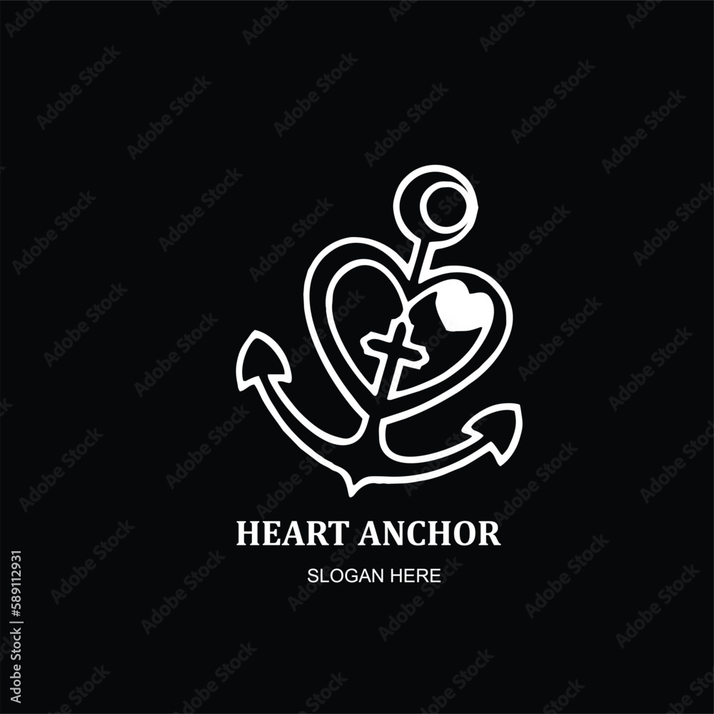 Free vector heart anchor logo template design illustration Stock Vector ...
