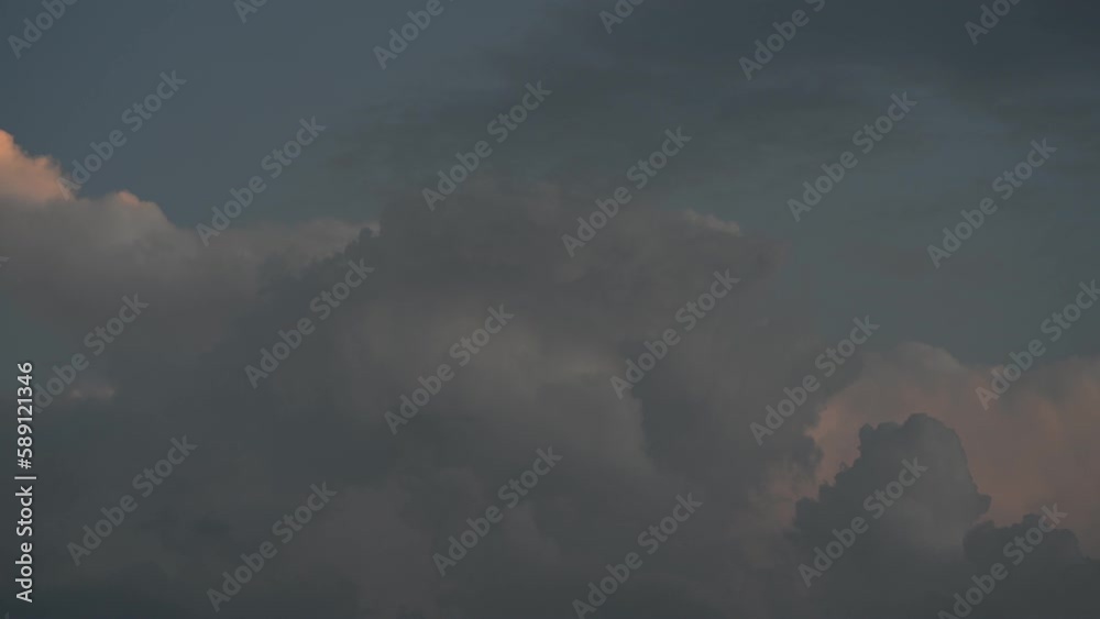 Moving clouds on the sunset sky. Nature background. Time-lapse. Stock ...