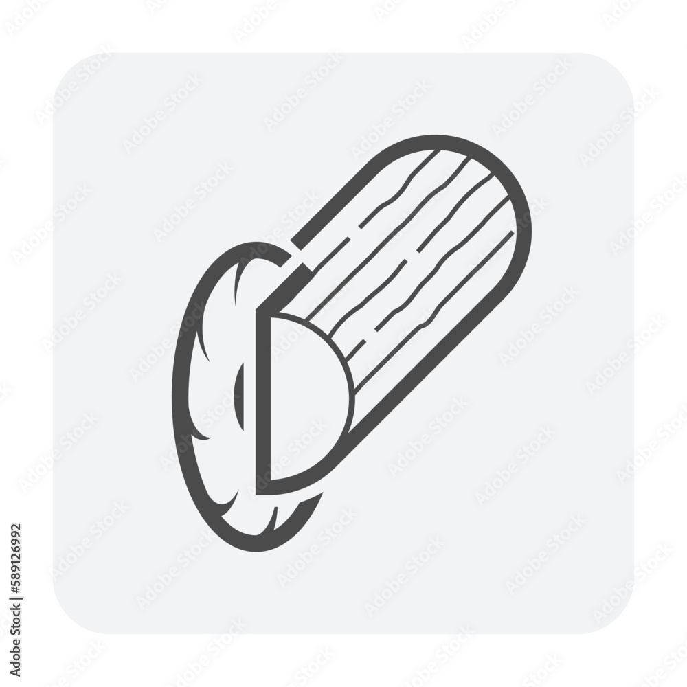 Vetor de Circular saw, log or logwood vector icon. Process to cut ...