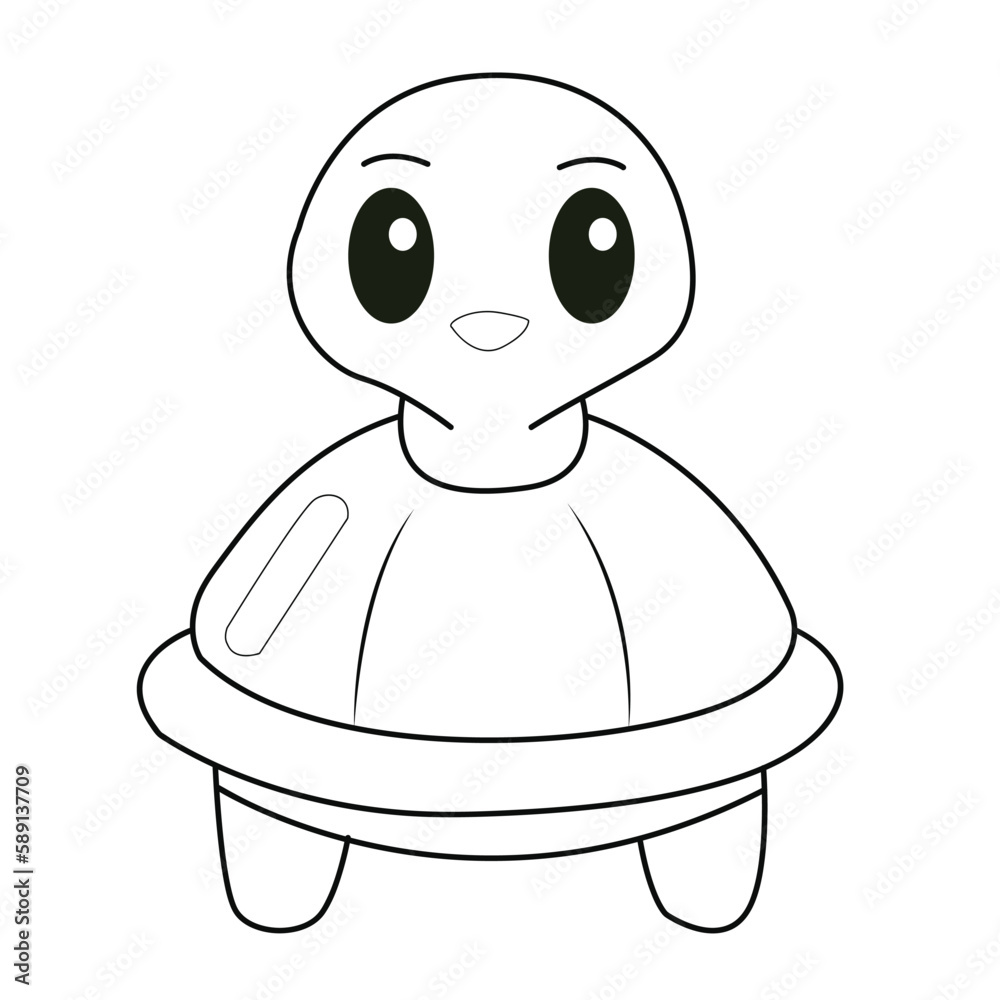 Cartoon turtle coloring page. Coloring page or book for kids. Hand ...