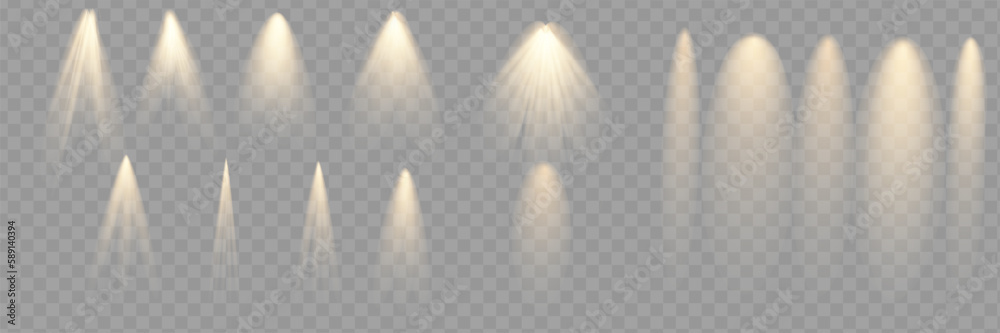 Light effect set. Glow isolated white transparent light effect set ...