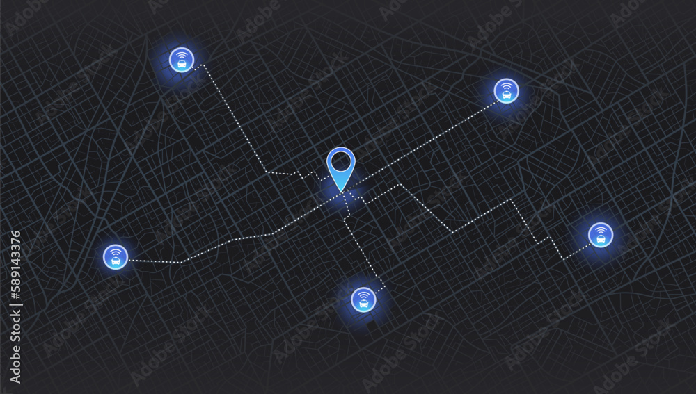 Gps map navigation to own house with smartphone app. Location mark and ...