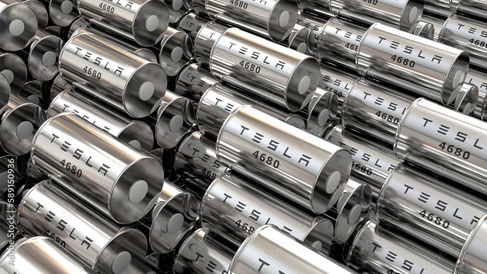 Lithium-ion Tesla Battery 4680, High-capacity accumulator cell modules ...