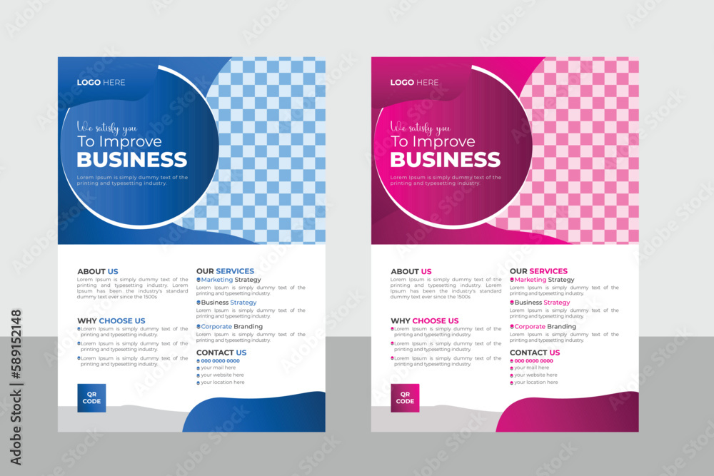 Business Flyer Template by Organic shape in vector with two color ...