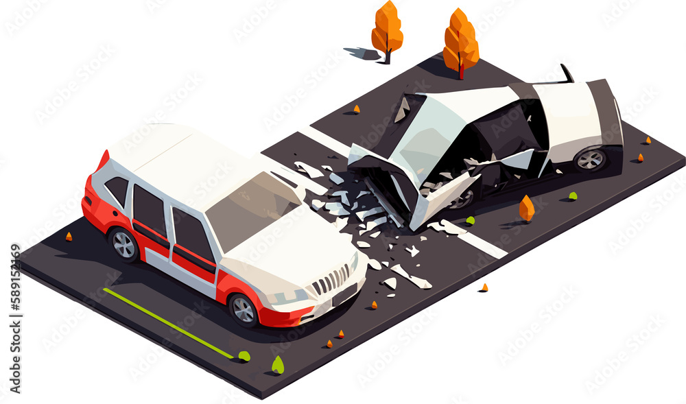 Traffic accident on the highway. Illustration of car insurance ...