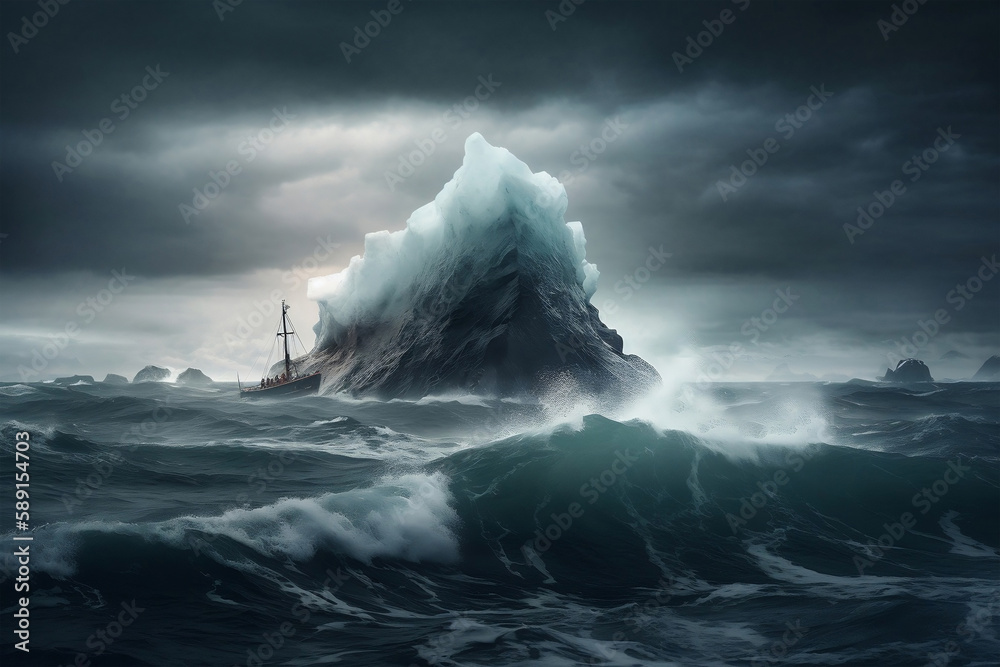 ภาพประกอบสต็อก Iceberg with its visible and underwater or submerged ...