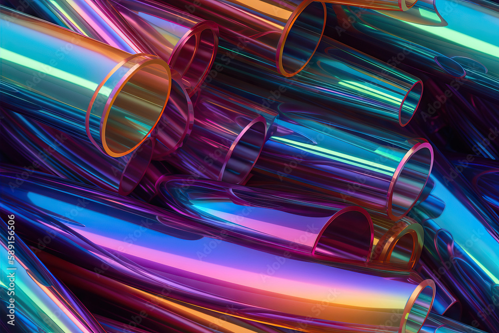 Generative AI image of transparent shiny holographic vinyl pipes with ...