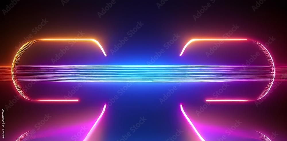 colorful cyber neon lines, symmetry abstract geometric wallpaper ...