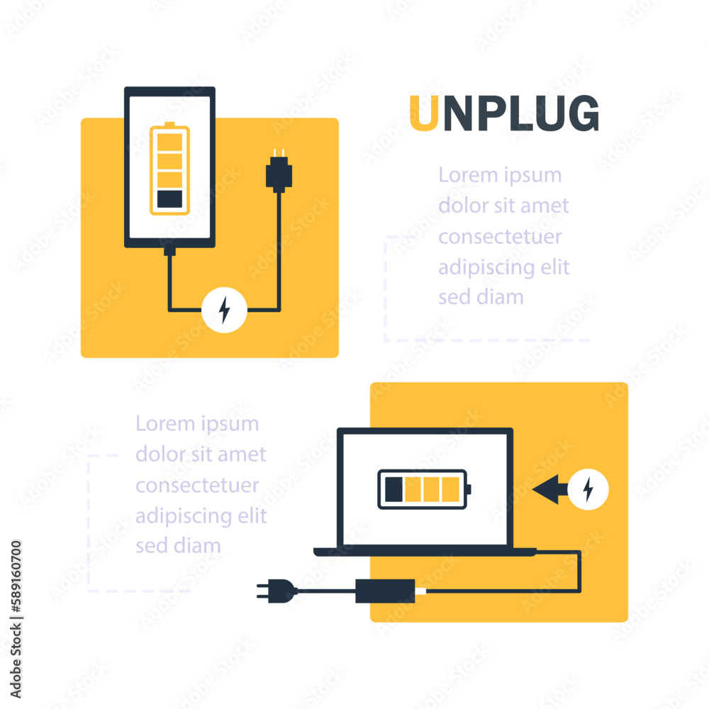 Eco-friendly tips: unplug appliances when not in use,flat design icon ...