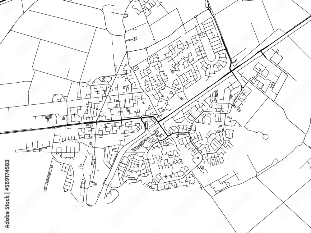 Vector Road map of the city of Hellevoetsluis in the Netherlands. Based ...