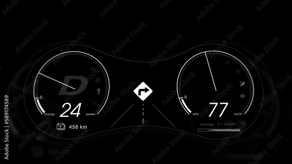 Electric Car Display Infographics. Futuristic car HUD showing speed ...