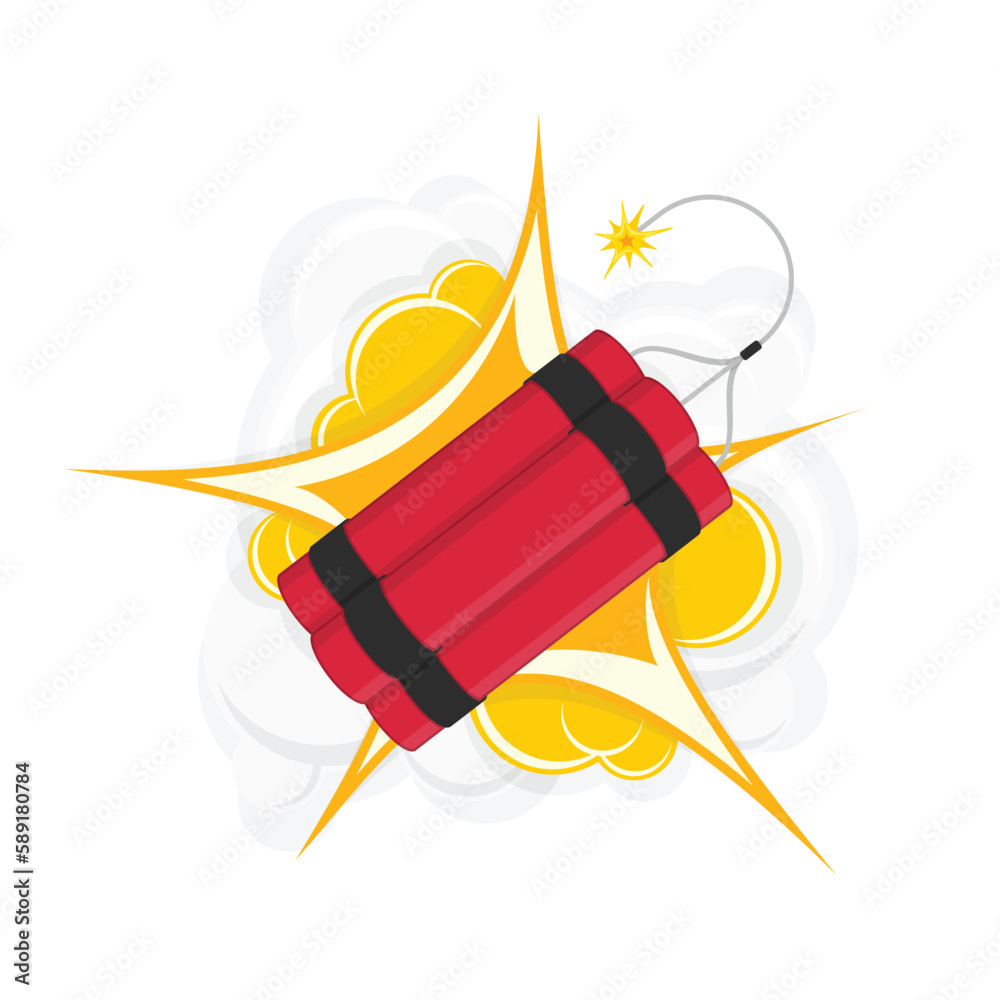 Explosion with dynamite. Cartoon effect boom, explode flash, bomb ...