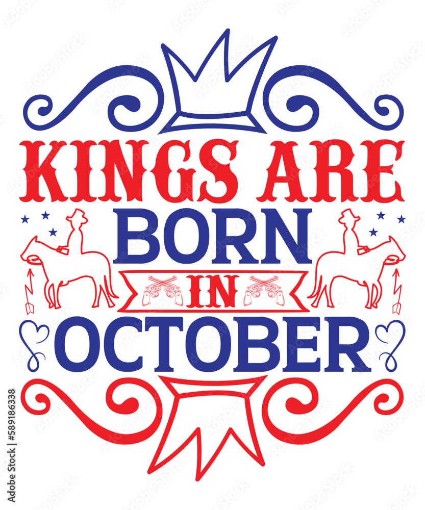 Kings are born in October, Western PNG, Sublimation Designs, Digital ...