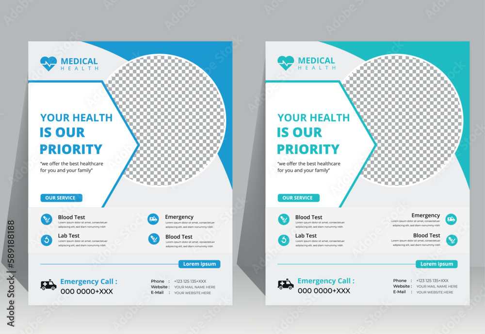 healthcare cover a4 template design and flat icons for a report and ...