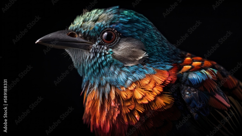 Vibrant Portrait of a Colorful Bird on Dark Background - Shot with ...