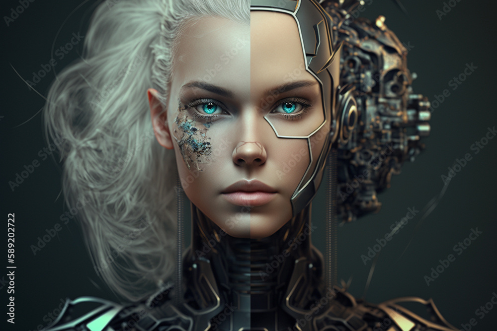 Robot woman background. Created with generative Ai technology. Stock ...