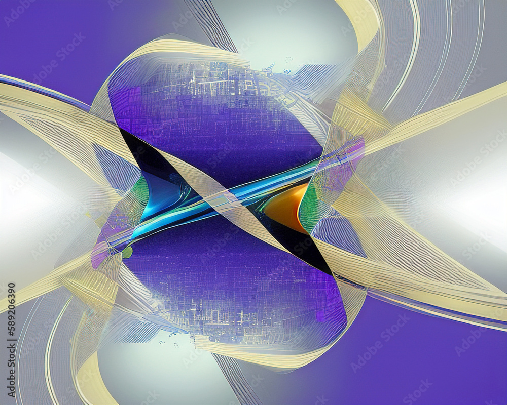 Futuristic style blue and yellow abstract background with curved ...