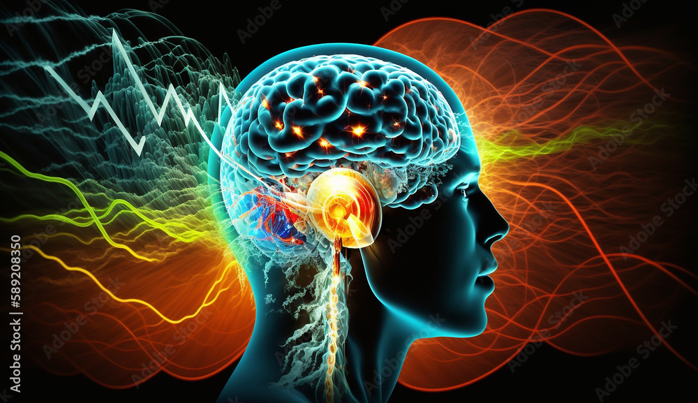 Brain wave on abstract background. Neural network concept. Limbic ...