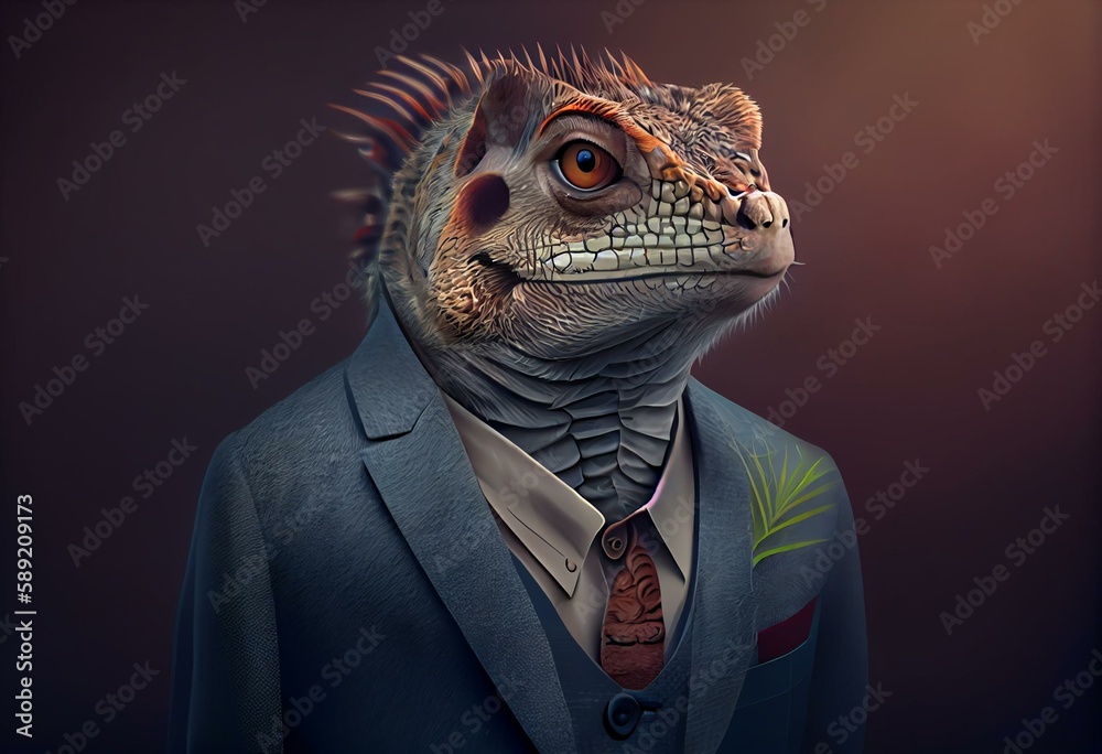 A illustration of an animal wearing a suit, symbolizing professionalism ...