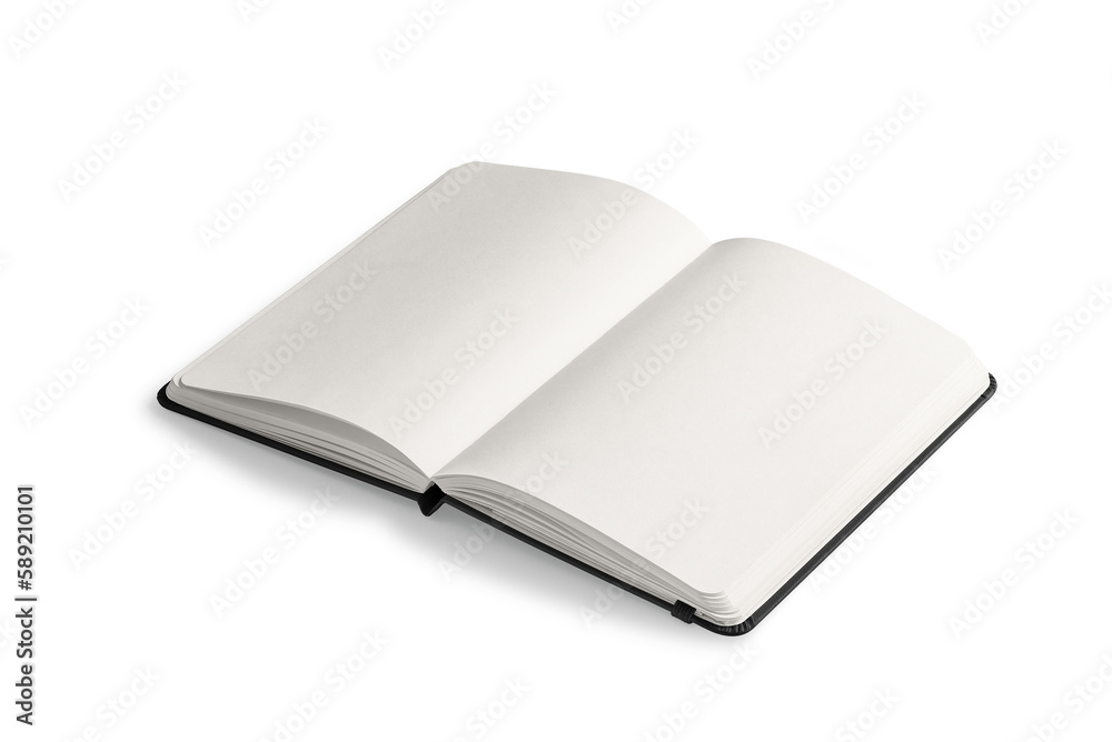 Top view of a black leather notebook mockup isolated on a transparent ...