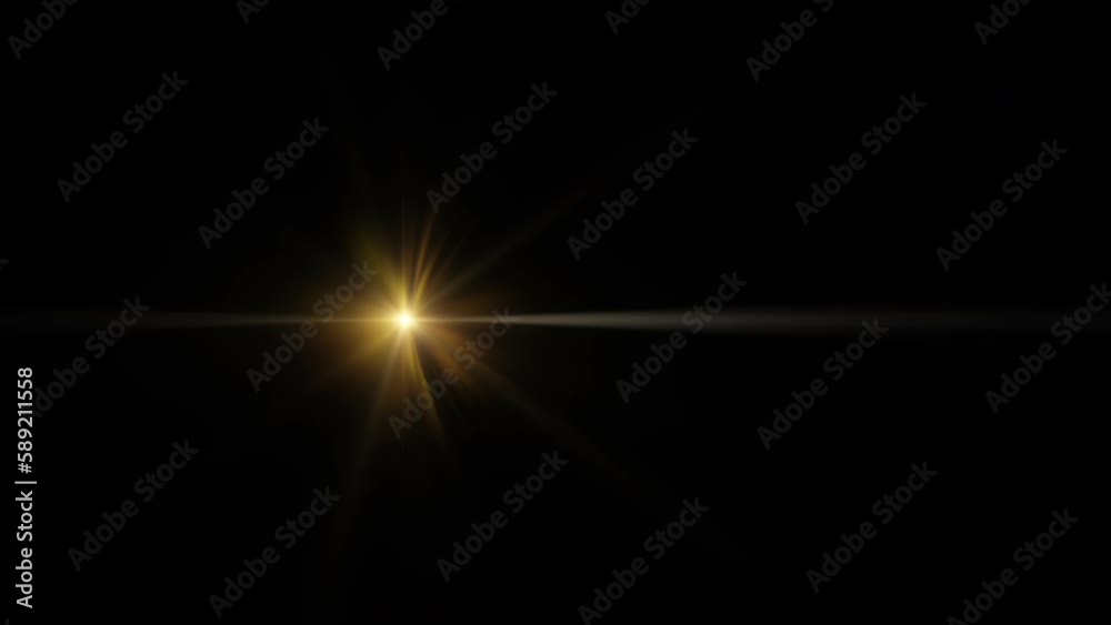 Loop rotation glow gold star ray lights optical lens flares shine ...
