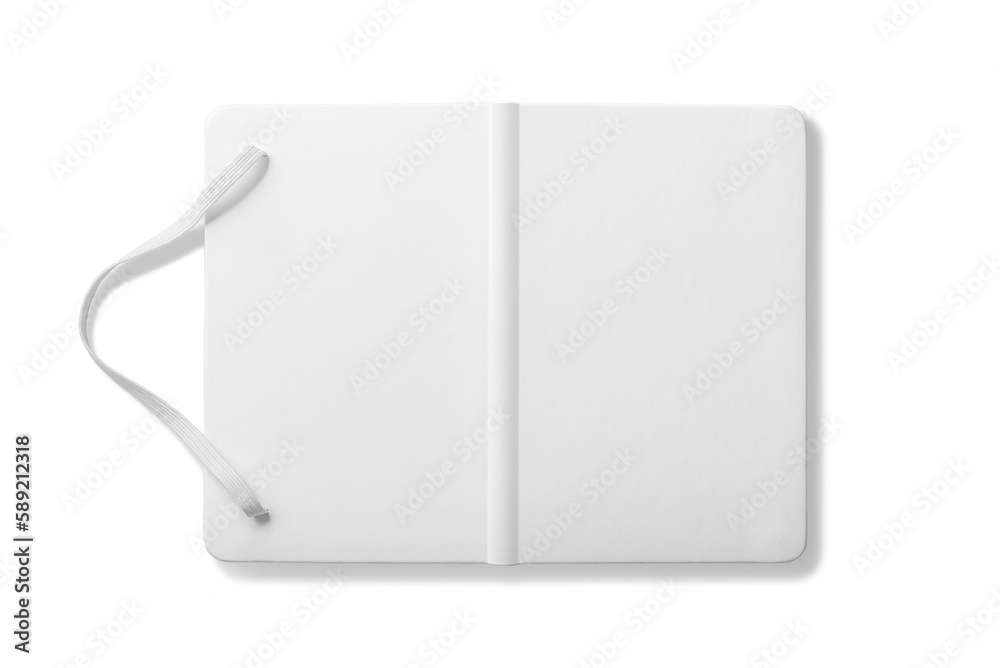 Top view of a white leather notebook mockup isolated on a transparent ...