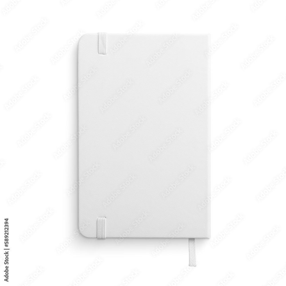 Top view of a white leather notebook mockup isolated on a transparent ...