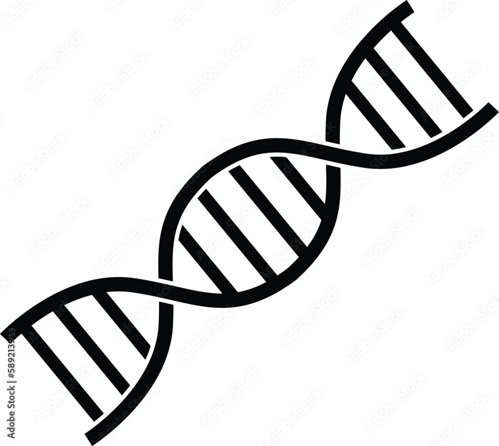 DNA Helix icon template, DNA human genetic symbol vector sign in black flat shape design ...