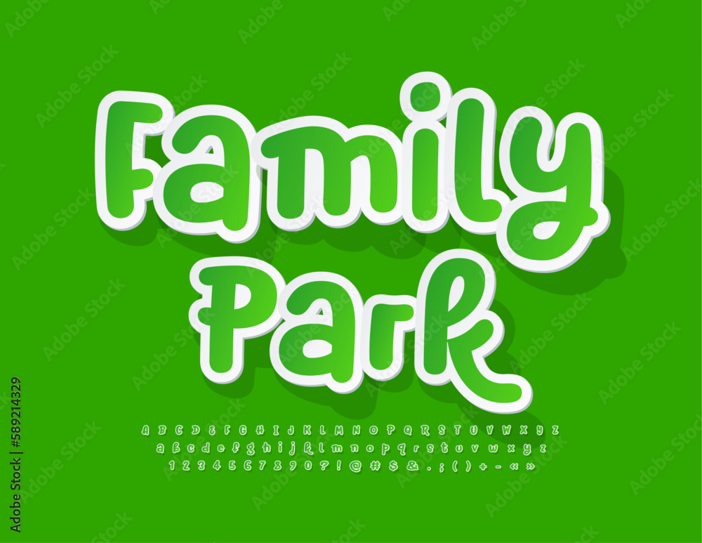 Vector eco sign Family Park. Brighi Creative Font. Sticker Alphabet ...