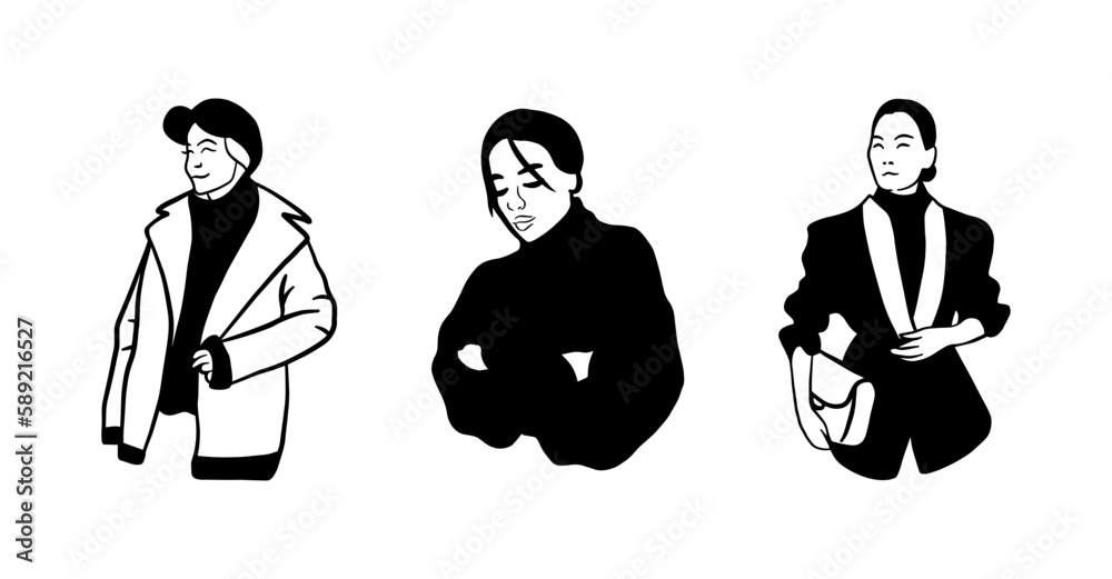 Abstract woman body shape poster. Simple vector hand drawn illustration ...