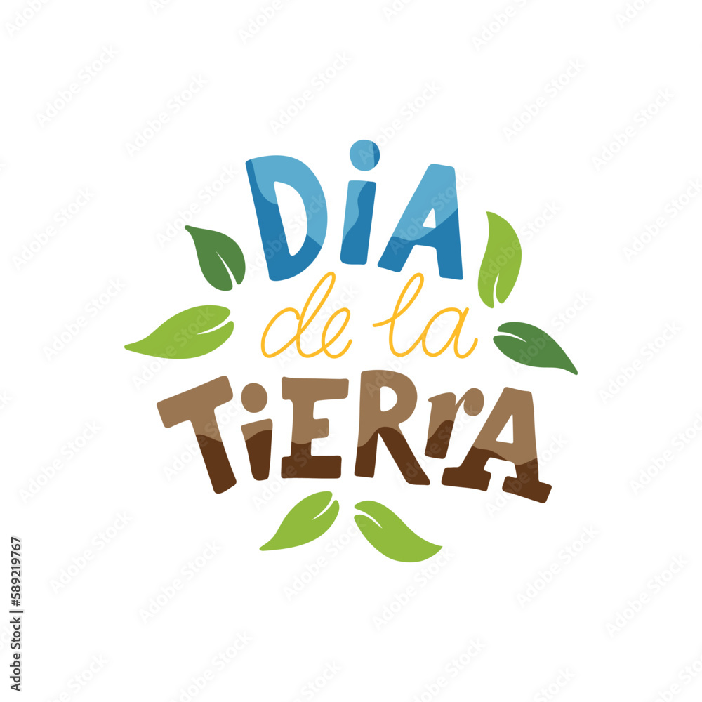 Dia de la Terra handwritten text in Spanish (Earth Day). Hand lettering ...