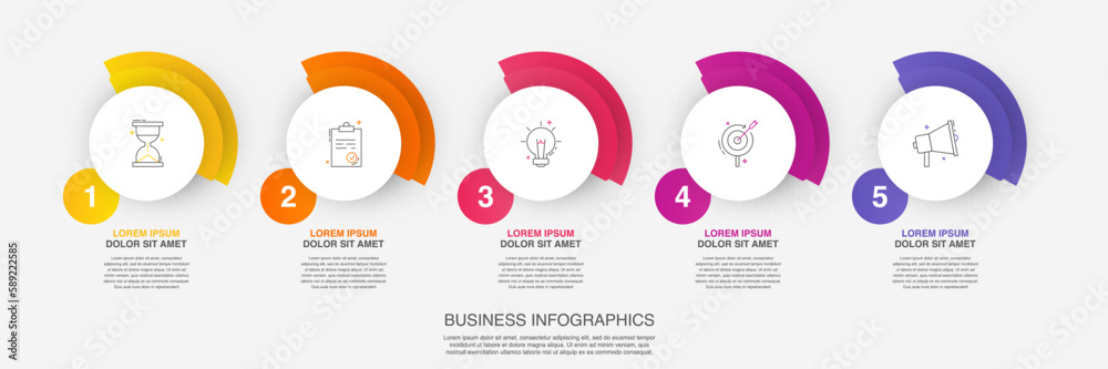 Vector template circle infographics. Modern business concept with 5 ...