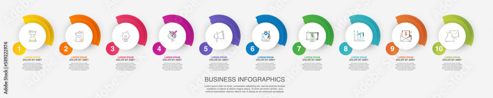 Vector template circle infographics. Modern business concept with 10 ...
