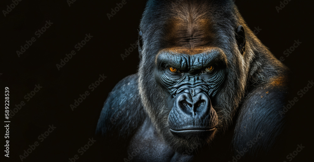 western Lowland Gorilla Gorilla, gorilla, with strong, angry look on ...