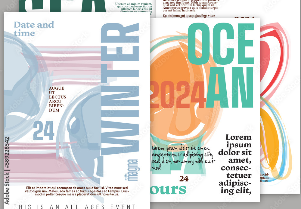 A4 Flyer Art Event Layout with Abstract Watery Shape and Typography ...