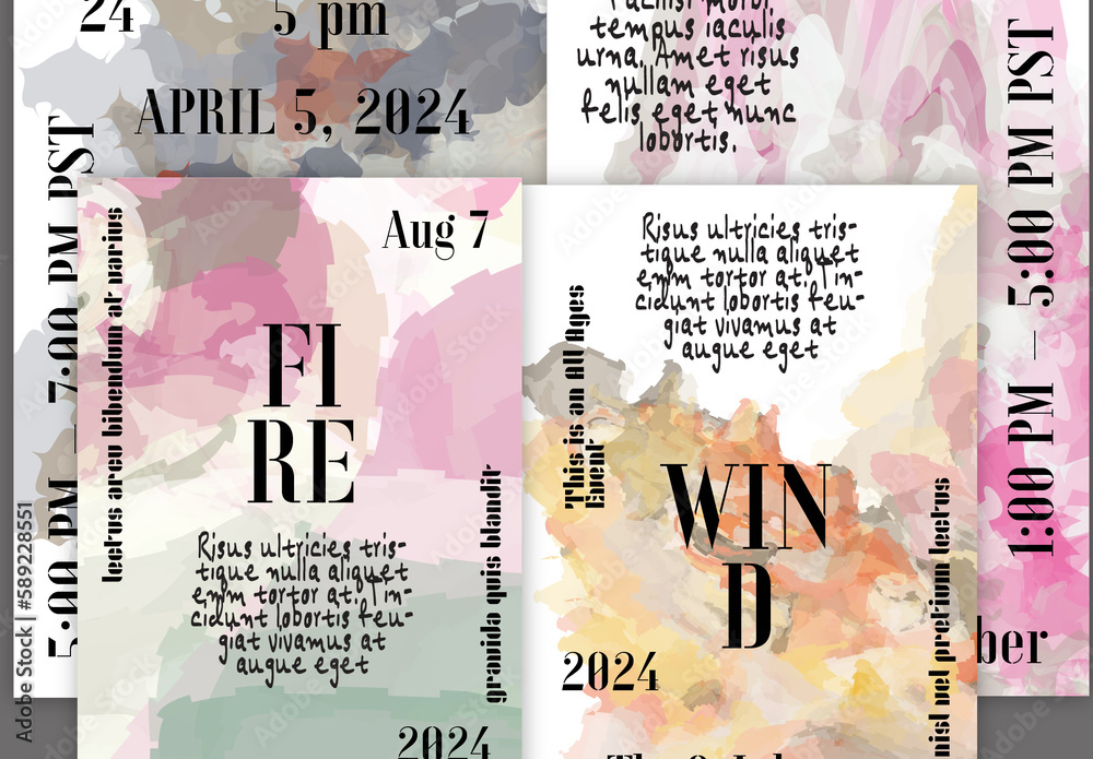 A4 Flyer With Transparent Overlapping Shapes Creating Vector Watercolor ...