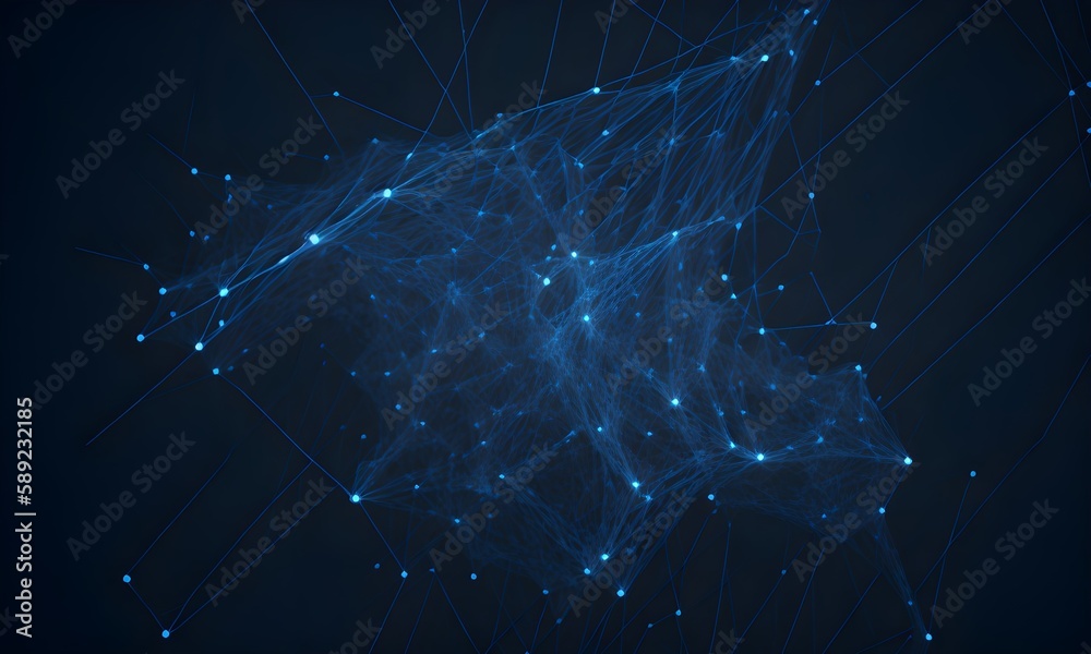 Abstract blue connected dots and lines on black background Stock ...