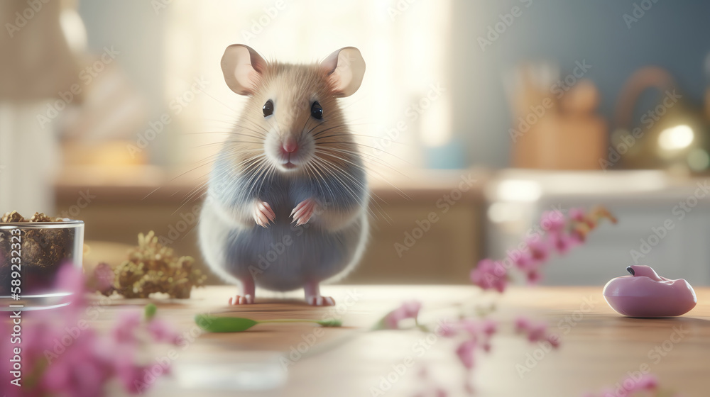 cute hamster, scurrying around in its habitat, created with Generative ...