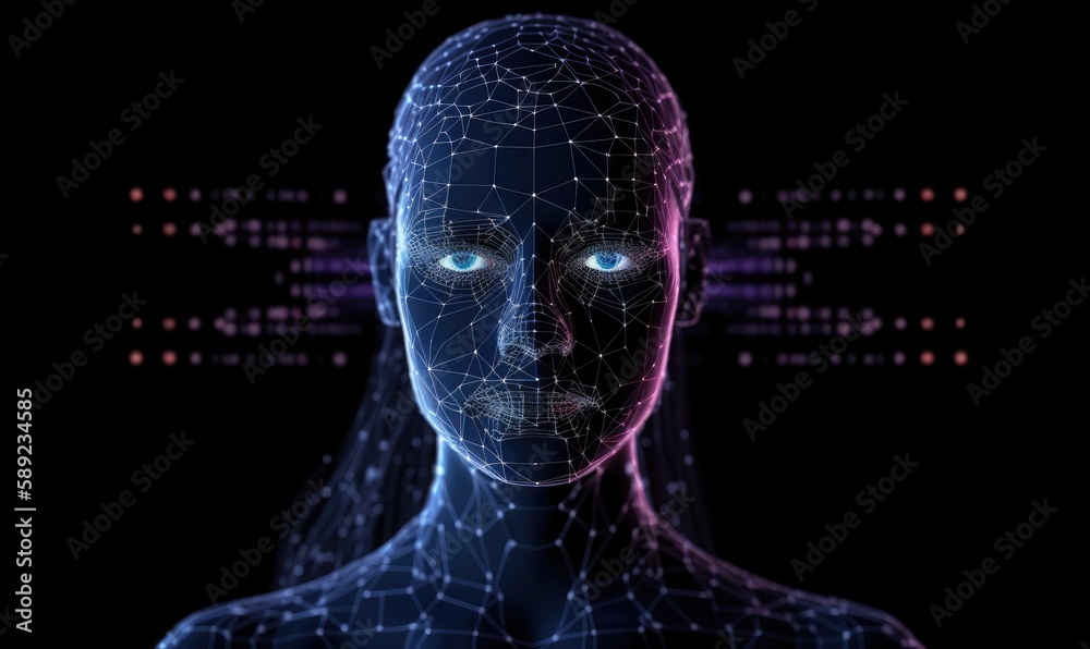 Human female robot. Artificial intelligence and innovation concept ...