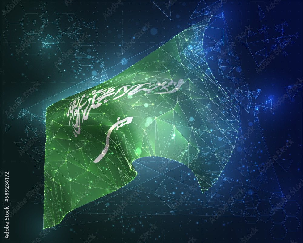 Saudi Arabia, vector flag, virtual abstract 3D object from triangular ...