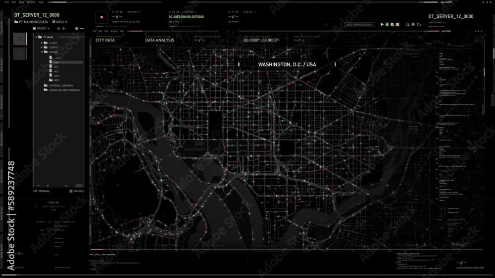 Secret location tracking system analysing the night map of a city ...