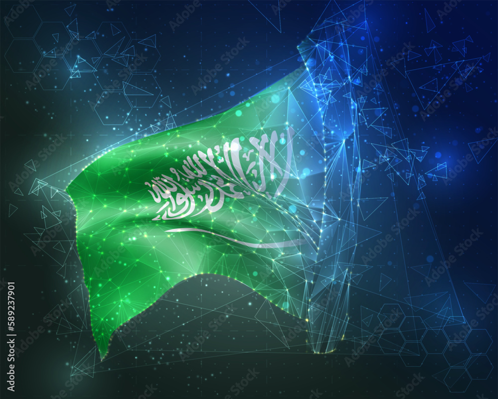 Vetor do Stock: Saudi Arabia, vector flag, virtual abstract 3D object ...