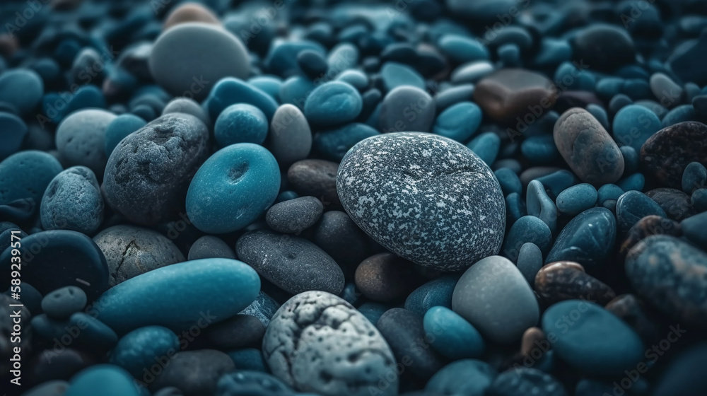 Abstract pebble nature background. Blue texture of pebbles. Stone ...