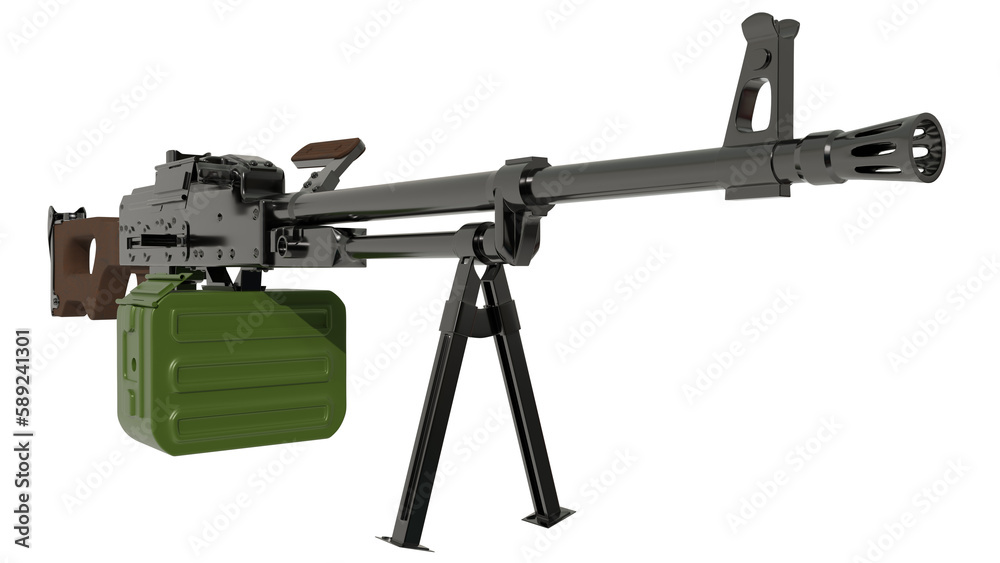 Machine gun. KM-7.62. On a transparent background. 3D illustration ...