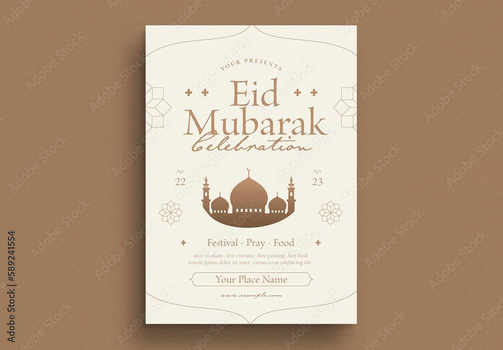 Eid Mubarak Celebration Flyer Stock Template | Adobe Stock
