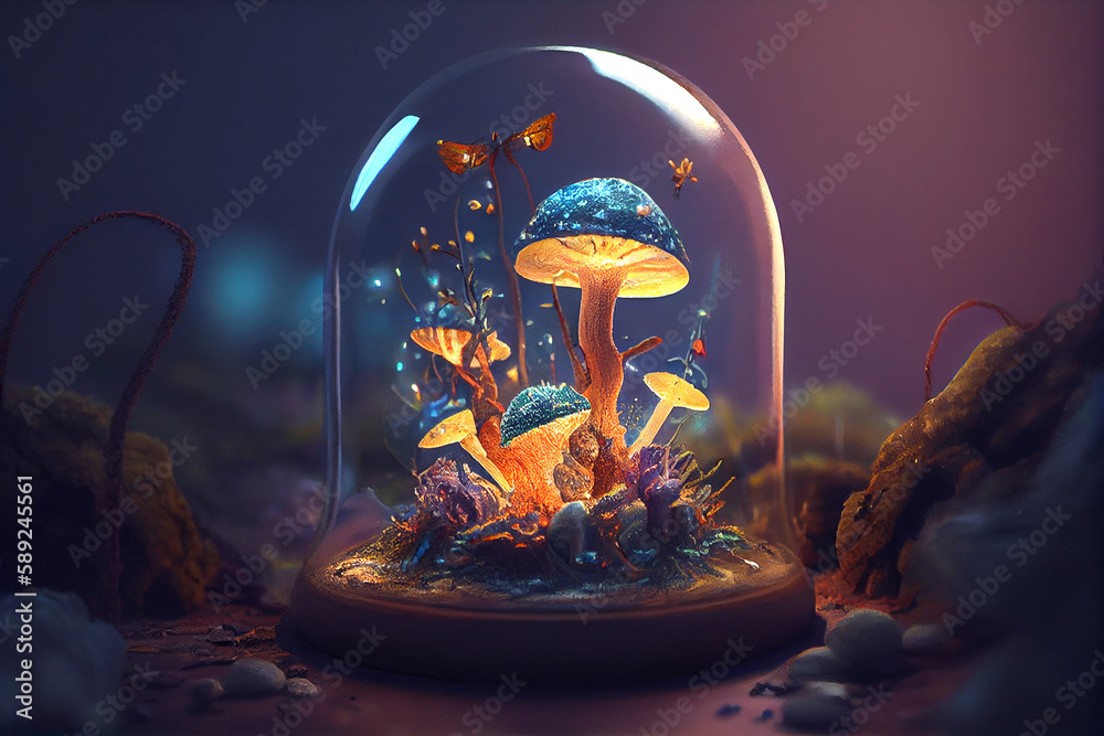 Psilocybin mushrooms, generative ai illustration. Commonly known as ...