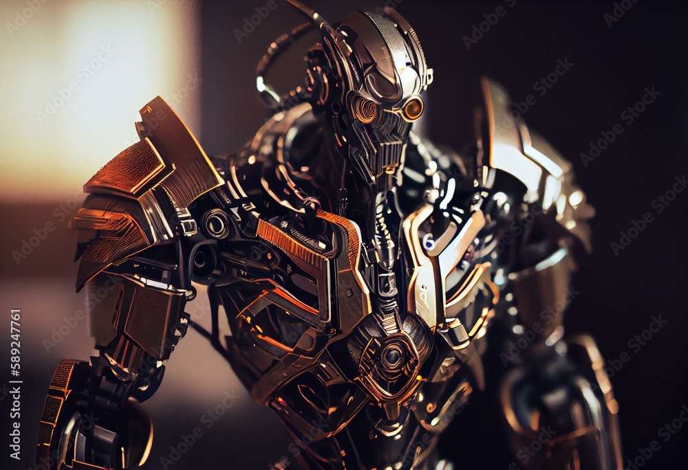 An amazingly attractive automaton with a metallic form stands out. AI ...