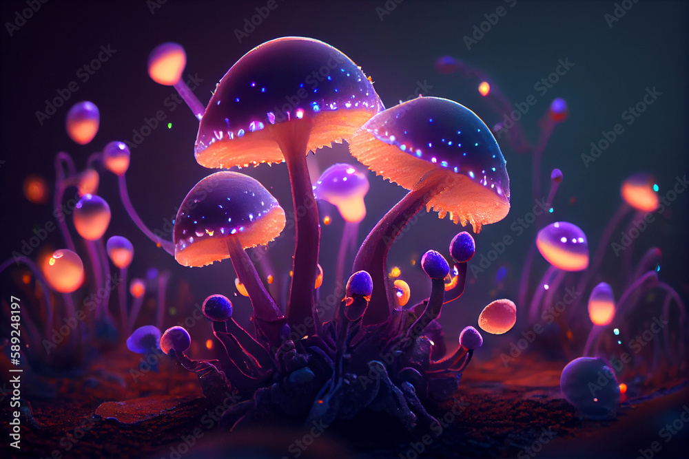 Psilocybin mushrooms, generative ai illustration. Commonly known as ...